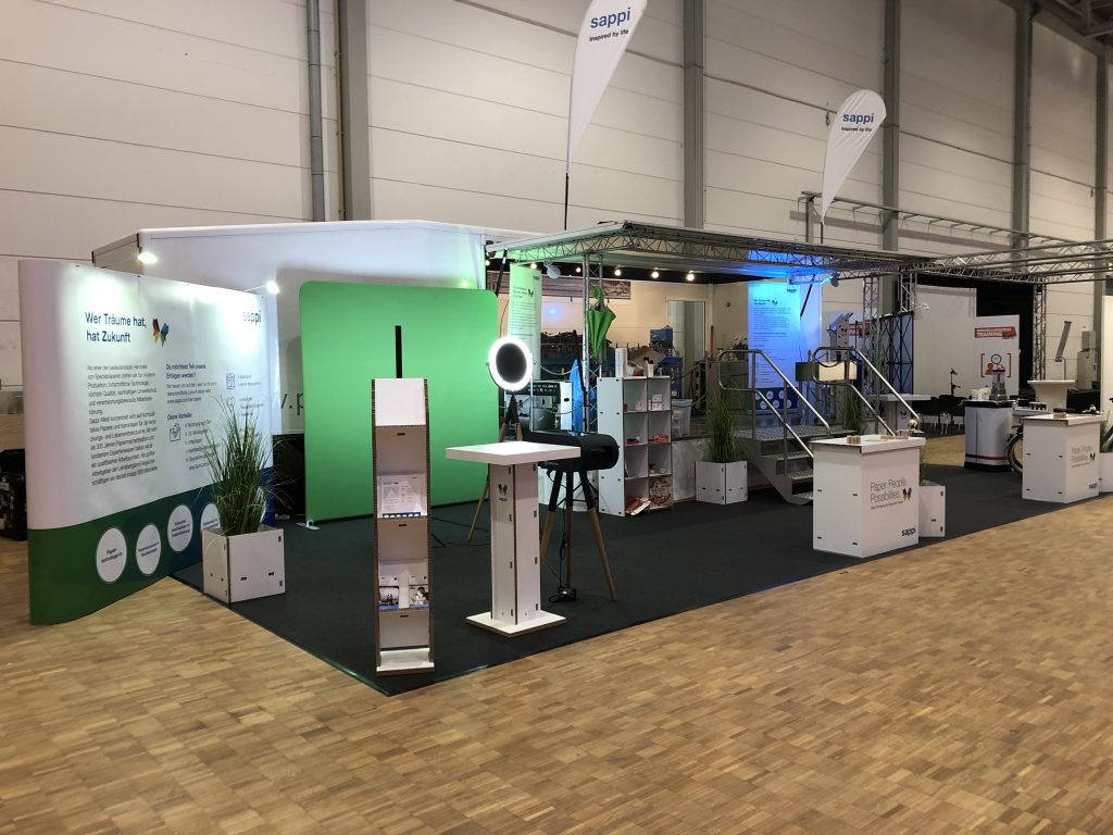 Eco-friendly exhibition stand built with paper-based materials ...