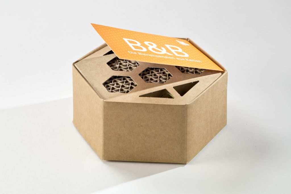 Gift packaging contains corrugated home for bees | Corrugated Of Course!